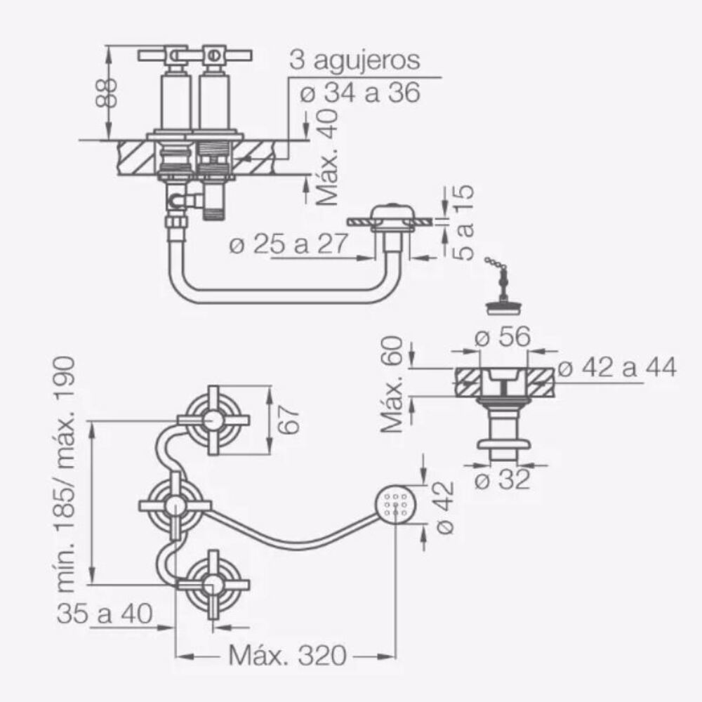 Juego Para Bidet 295/87 Cromo Linea Temple Fv